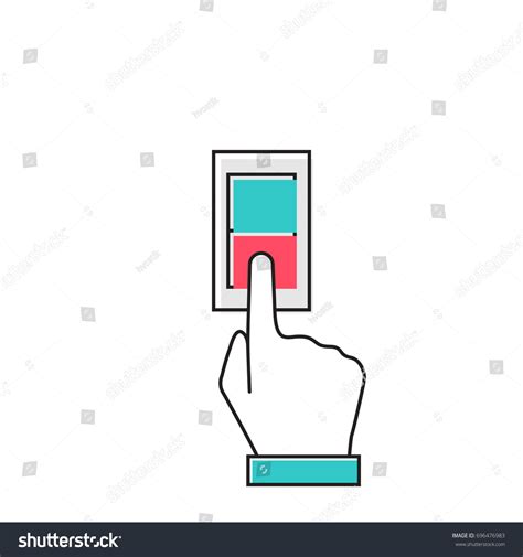 Man Hand Push Button Switch Vector Stock Vector Royalty Free 696476983 Shutterstock