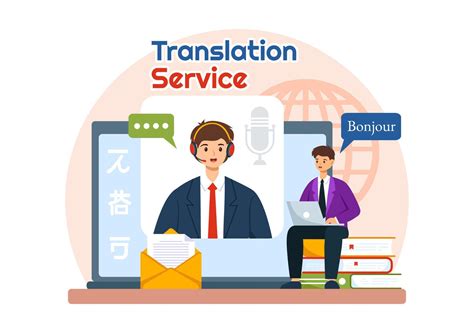 Translator Service Illustration With Language Translation For Various Countries And