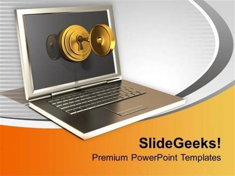 laptop locked with golden key powerpoint templates ppt backgrounds for