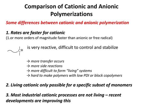 Ionic Polymerization Anionic And Cationic Polymerization Ppt Download