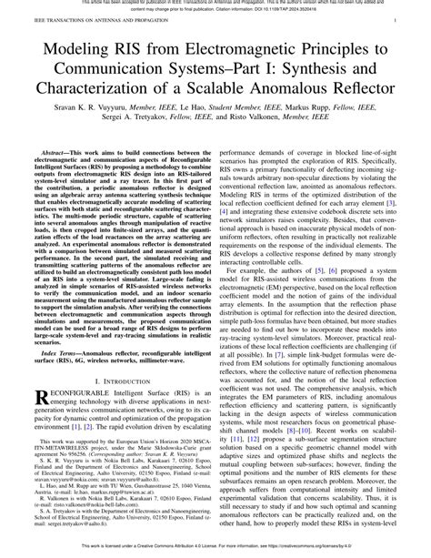 Pdf Modeling Ris From Electromagnetic Principles To Communication Systems—part I Synthesis