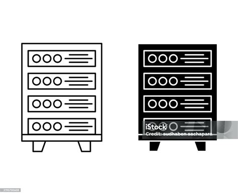 Server Rack Icons In Flat And Outline Style Stock Illustration ...