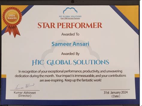 Starperformer Teamsuccess Achievementunlocked Sameer Ansari