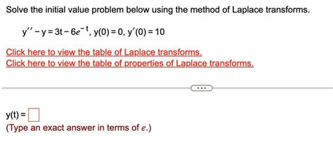 SOLVED: Solve the initial value problem below using the method of Laplace transforms " - y= 3t ...