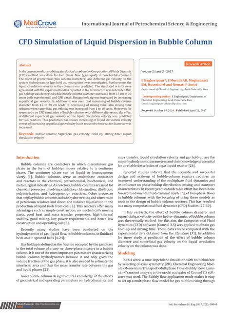 Pdf Cfd Simulation Of Liquid Dispersion In Bubble Column