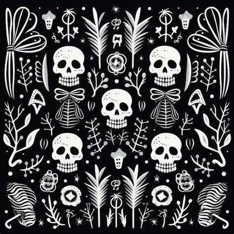 Premium Photo Skeleton Illustration Pattern Tile Vector Image