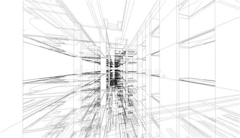 Abstract 3d Render Of Building Wireframe Structure Stock Illustration Illustration Of Digital
