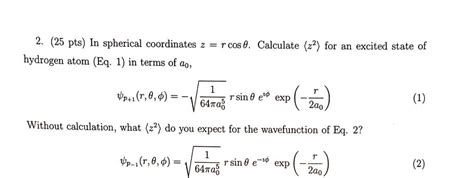 Solved 2 25pts In spherical coordinates z rcosθ Chegg com