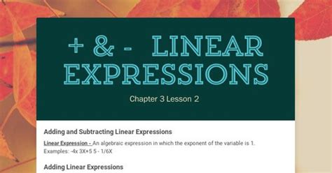 Linear Expressions Smore Newsletters