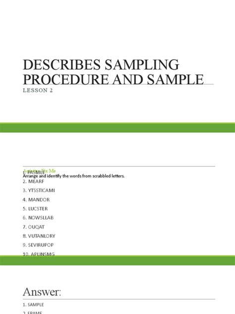 Lesson 2 Chapter 5 2 Pdf Sampling Statistics Research Methods