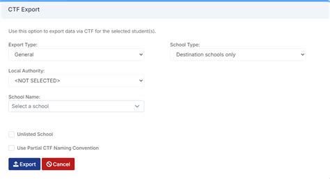 How To Export A Ctf And Ctf Types Bromcom Documentation Centre
