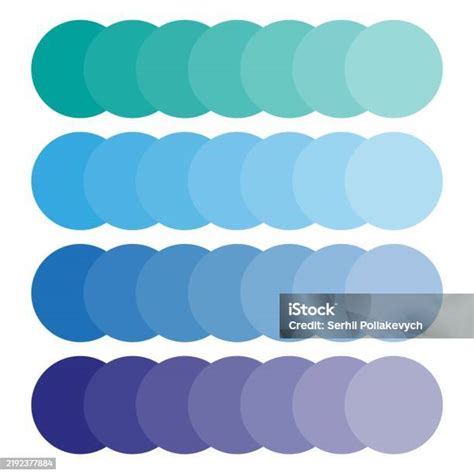 Blue Gradient Circles Color Palette Elements Minimal Color Design Vector Illustration Stock