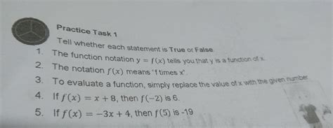 Solved Practice Task 1 Tell Whether Each Statement Is True Or False 1