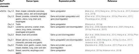 Calcium Permeable Channels Involved In Different Cancer Types Download Scientific Diagram