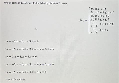 solved find all points of discontinuity for the following