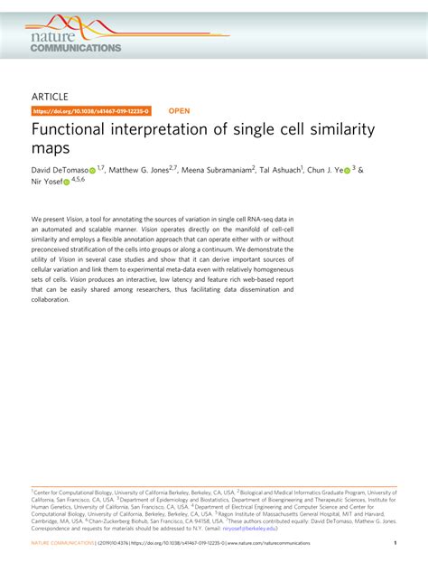 PDF Functional Interpretation Of Single Cell Similarity Maps