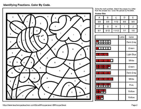 spring color by code identifying fractions by whooperswan tpt