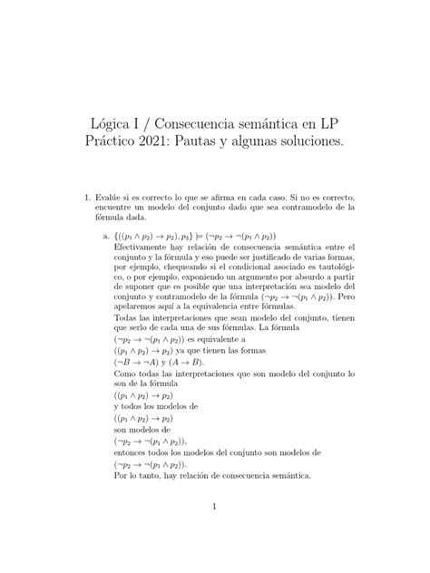 Consecuencia Semántica En Lógica Proposicional Pdf Proposición