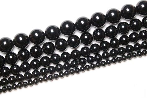 Black Obsidian Pearl 90 Natural Beads in 4mm 6mm(63) 8mm(48) 10mm(38 ...