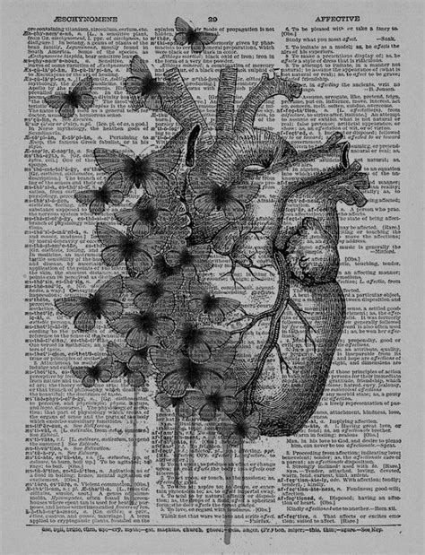 Vintage Poster Of The Human Heart On Old Book Page Grunge Posters