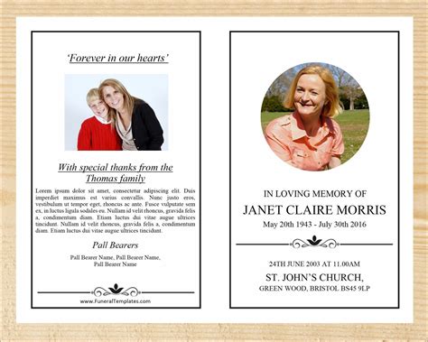 Editable Downloadable Funeral Program Template