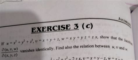 Exercise 3 Cwjacobianjacobinw X² 3² 2 V X Y Z Xy Y