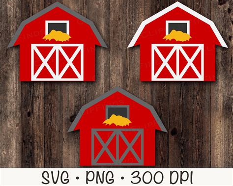 Farmhouse Barn Clip Art Svg Png Instant Digital Download Etsy