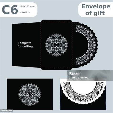6 비쳐 종이 컨버터 낭만적인 메시지 절단 레이스 패턴 봉투 인사말 레이저 절단 서식 파일 서식 파일에 대 한 포장 벡터 일러스트를 선물 한다 공휴일에 대한 스톡 벡터 아트