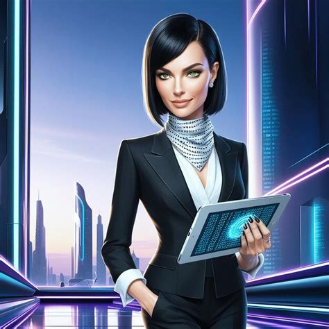 Binary Code Cyber Business Woman Premium Ai Generated Image