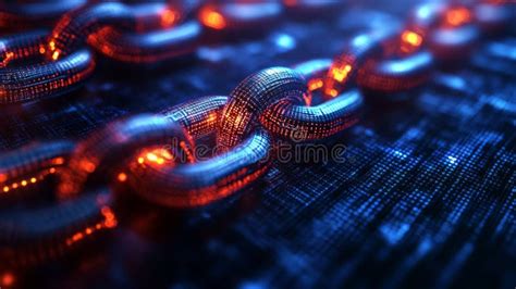 Glowing Metal Chain Links On A Digital Background Representing