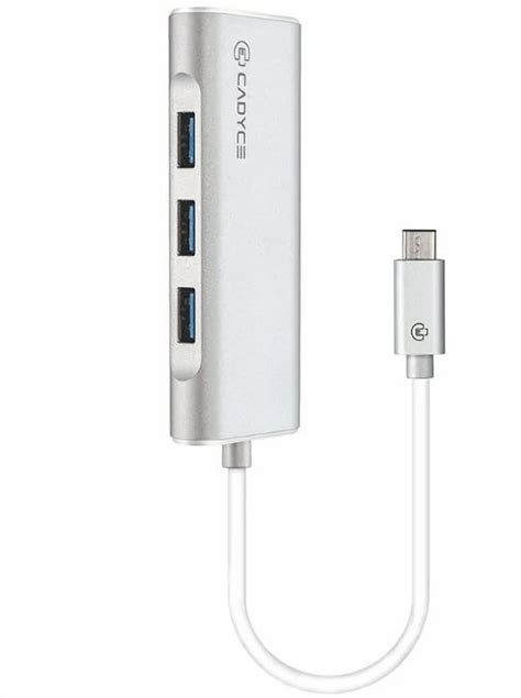 Silver Cadyce USB C To 3 Port USB 3 0 Hub With Gigabit Ethernet Adapter For Usb Hub At 2088