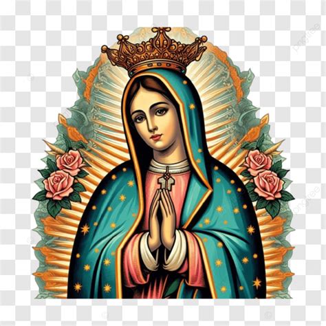 A Depiction Of Our Lady Guadalupe Symbol Faith And Devotion With Hands