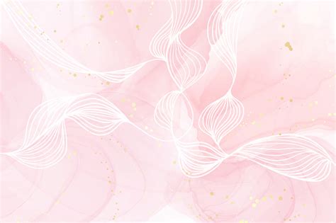 물결 모양의 선이있는 추상먼지 홍당무 액체 수채화 배경 파스텔 핑크 대리석 알코올 잉크 그리기 효과 웨딩 초대 메뉴 Rsvp에 대한 벡터 일러스트 디자인 템플릿 물에 대한