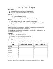 Cell Cycle Lab Report Cell Cycle Lab Report Safety Notes Always Handle Microscopes