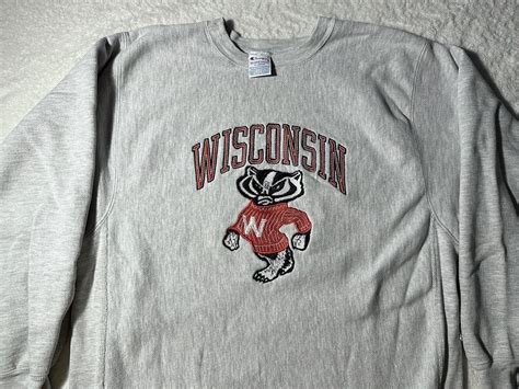 Champion Vintage 1990s 90s University Wisconsin Bucky Badger Reverse