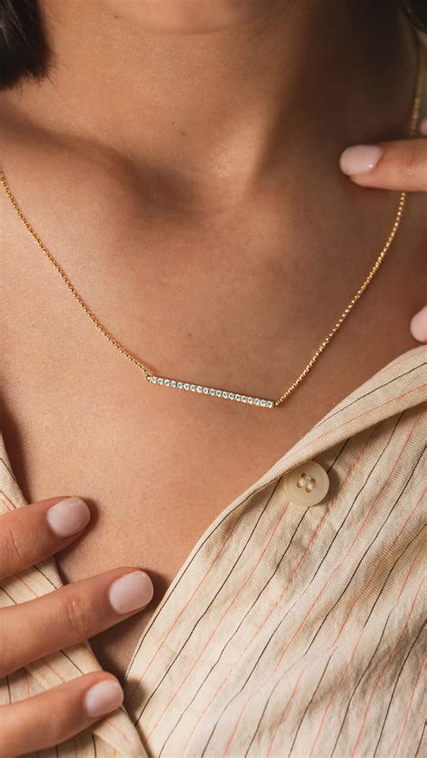 Diamond Bar Necklace Yellow Gold Pendants And Necklaces