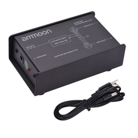 ammoon 48v low noise phantom power supply for condenser microphone dc5v