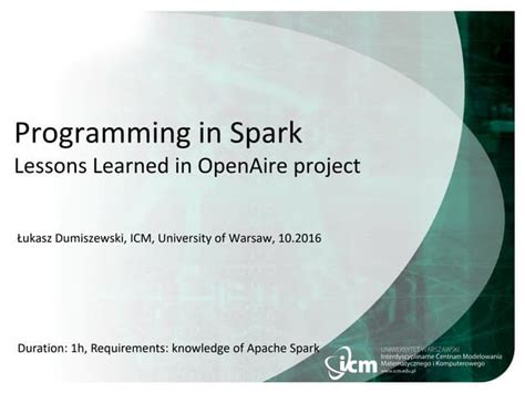 programming in spark lessons learned in openaire project ppt