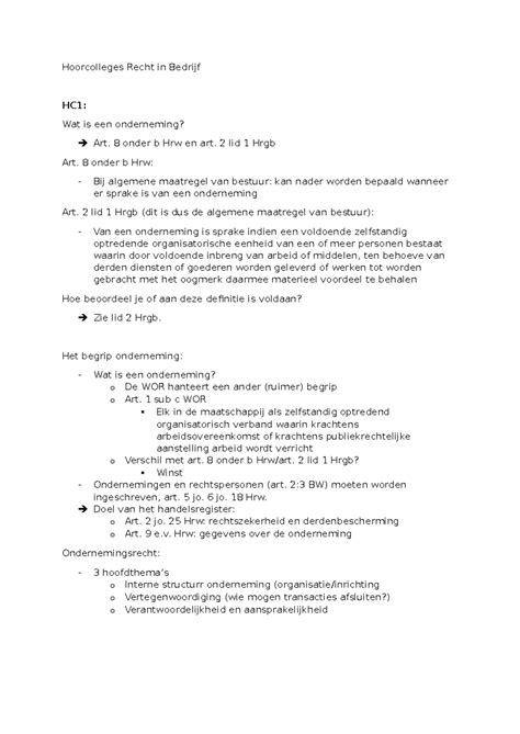 Hoorcolleges Recht In Bedrijf Hc1 Definitie En Structuur Van