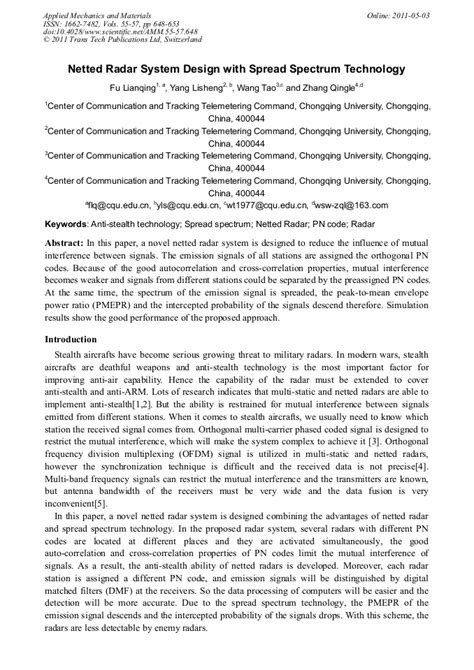 netted radar system design with spread spectrum technology scientific