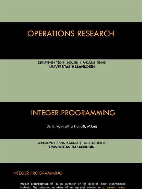 Integerprogramming S1 2023 Pdf Linear Programming Mathematical Optimization