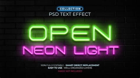 Premium Psd Open Neon Light Led Lamp Text Effect