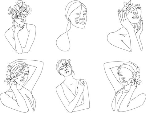 Premium Vector Abstract Face With Flowers By One Line Vector Drawing