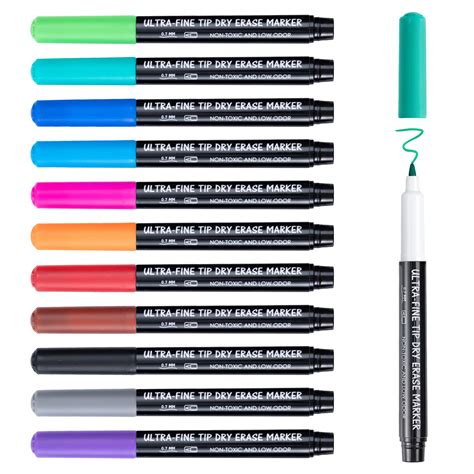 Maxtek Whiteboard Pens Markers 07mm Ultra Fine Tip Dry Erase White Board Markers Erasable 12