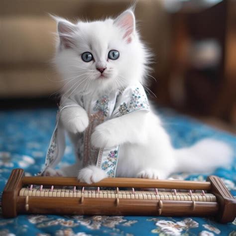 Premium AI Image A Super Cute Kitten Dressed In An Exquisite Chinese Costume
