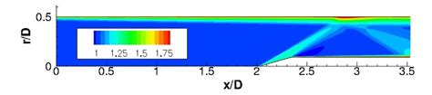 Temperature iso contours for a Re D 4 10 6 and δ 13 5deg b Re D Download Scientific
