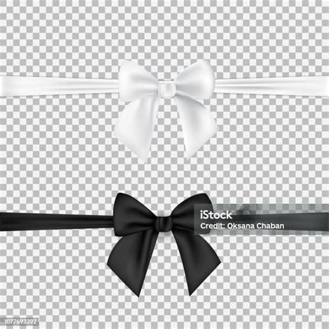 현실적인 흰색과 검은색 리본 투명 한 배경에 고립 인사말 카드 포스터 또는 책자를 위한 템플릿입니다 벡터 일러스트입니다 0명에 대한 스톡 벡터 아트 및 기타 이미지 Istock