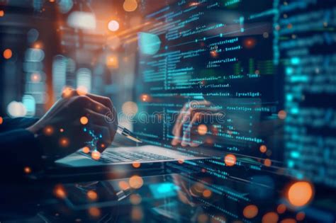 Programmer Coding On Laptop With Digital Interface Stock Illustration Illustration Of Laptop