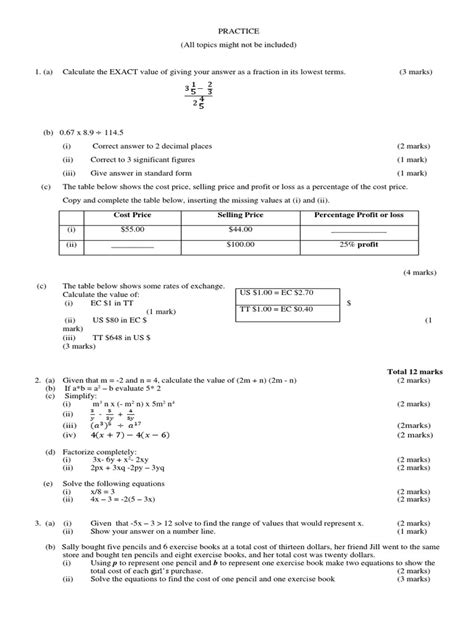Form 4 Math Practice Pdf Pdf