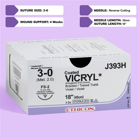 3 0 Vicryl Plus Violet 18 Fs 2 Needle Vcp393h 3 Doz Replaces J39